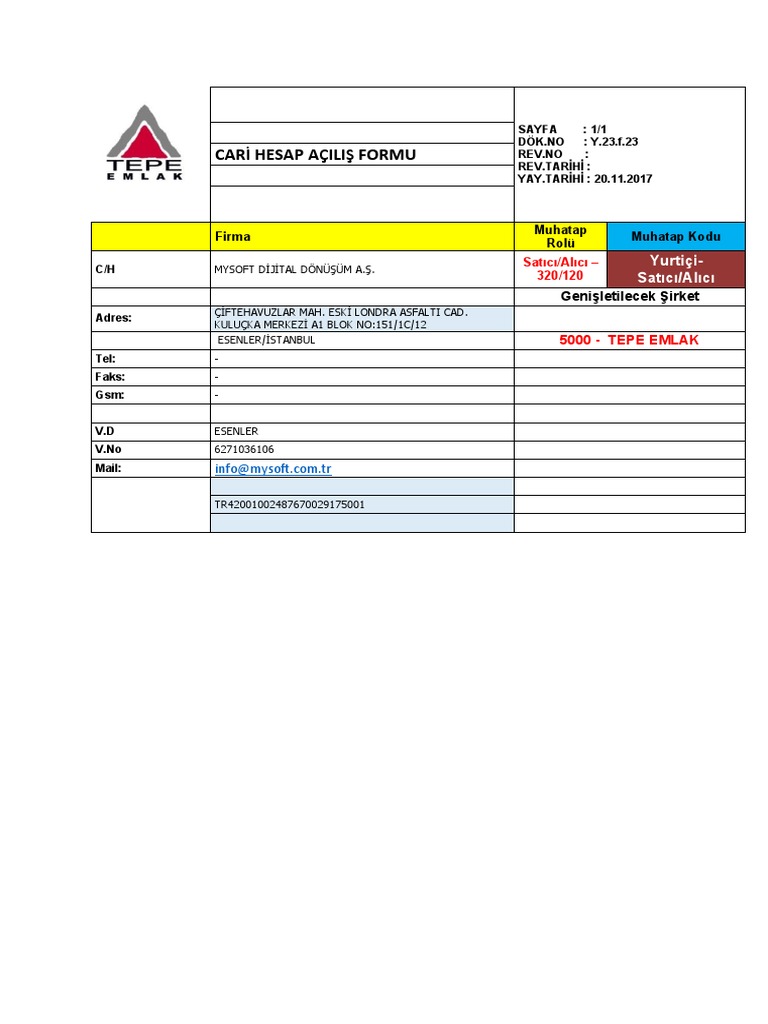 Cari Kart Talep Formu | PDF
