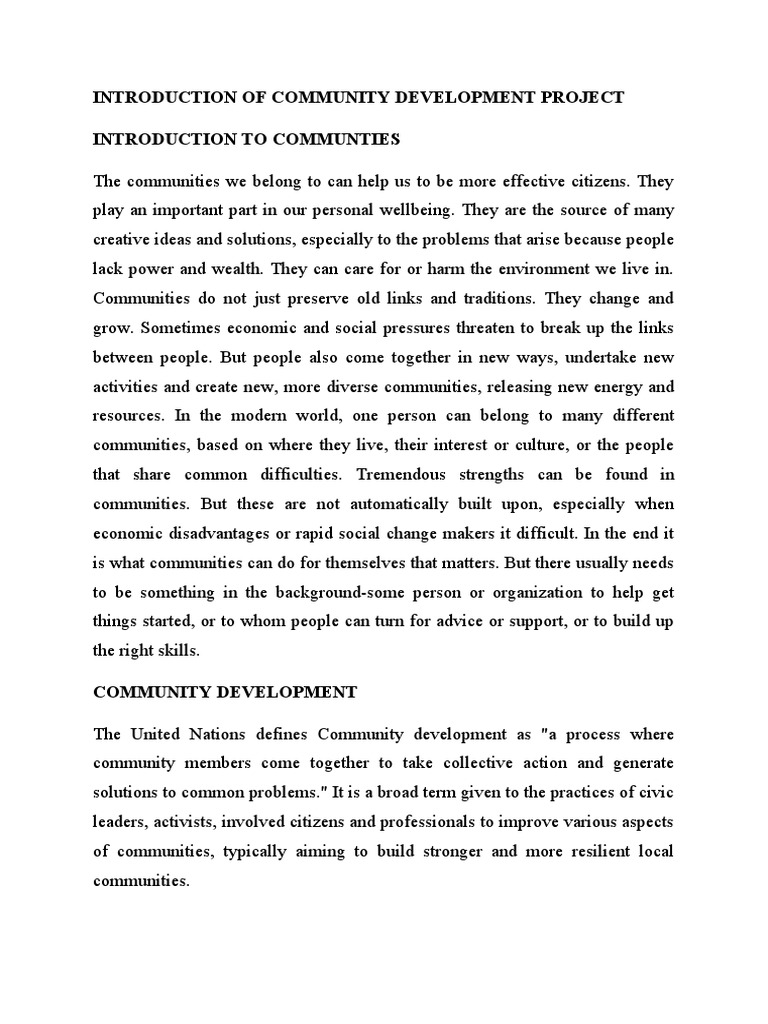 Introduction of Community Development Project | PDF | Community | Swot ...