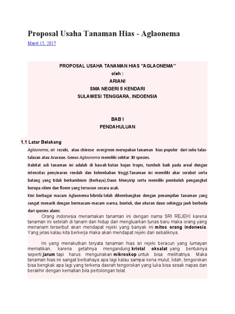 Proposal Usaha Tanaman Hias | PDF