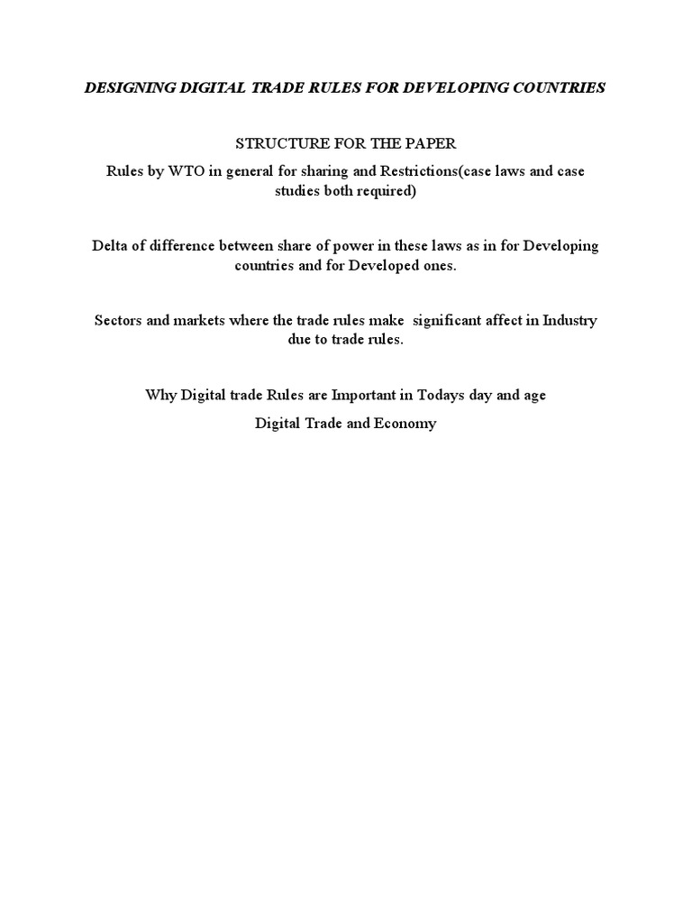 Designing Digital Trade Rules For Developing Countries | PDF | Finance ...