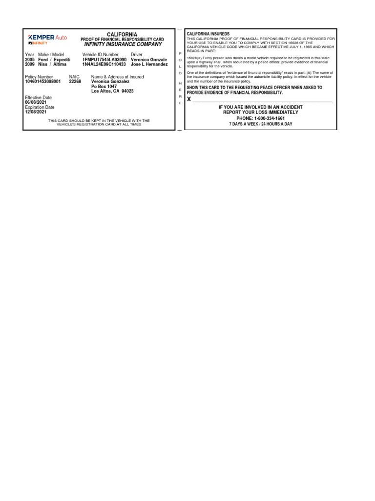 Infinity Insurance Company: California | PDF | Vehicle Insurance | Land ...