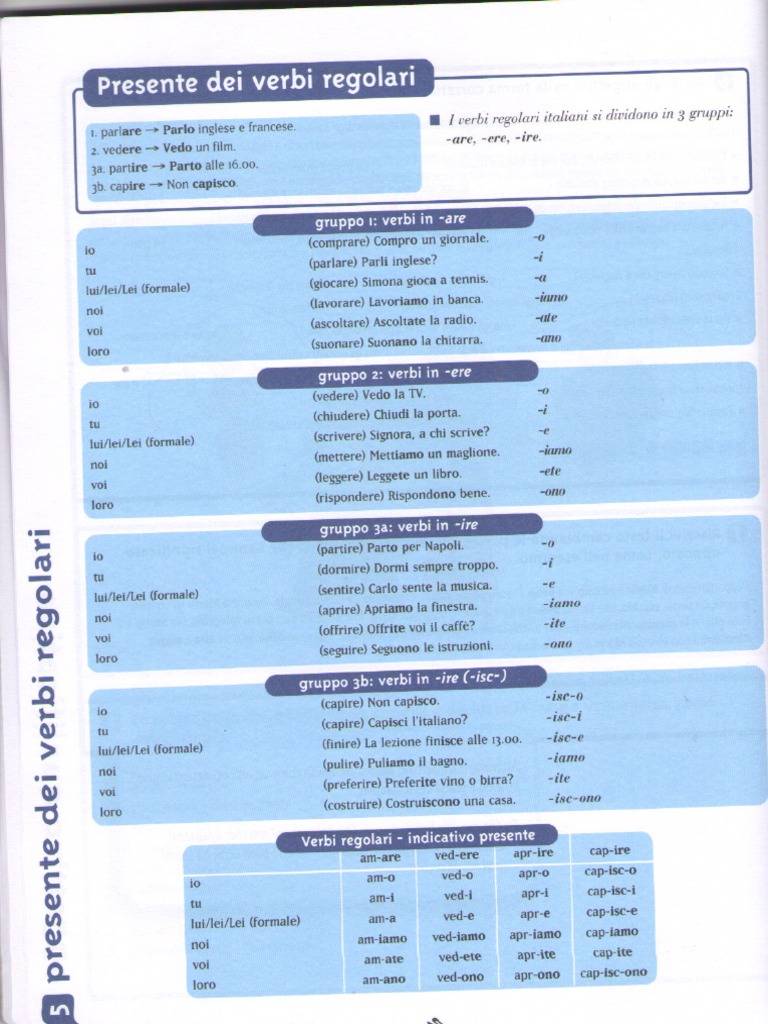 Verbi Regolari | PDF