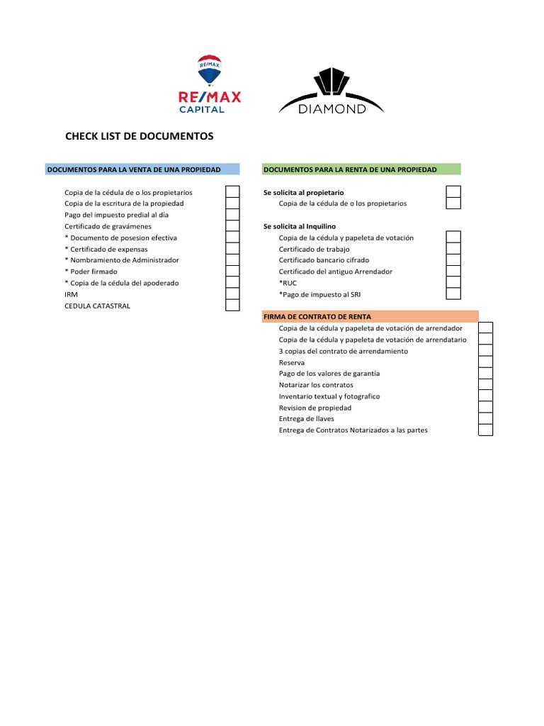 Check List de Documentos | PDF | Propiedad | Economias
