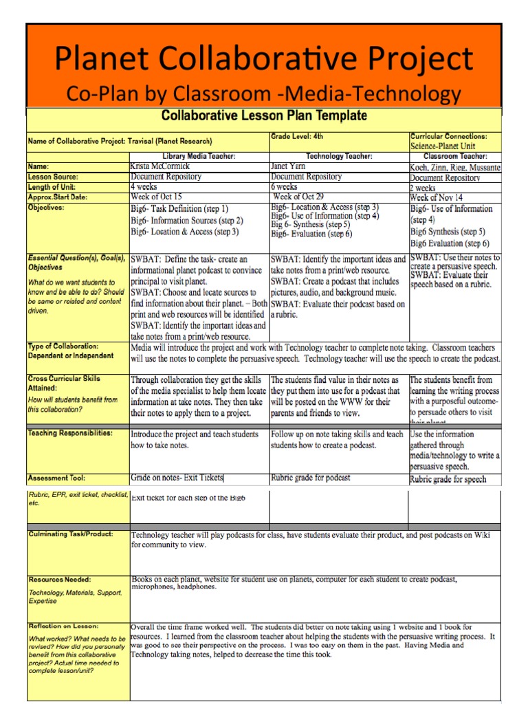 Planet Collaborative Project: Co-Plan by Classroom - Media-Technology ...
