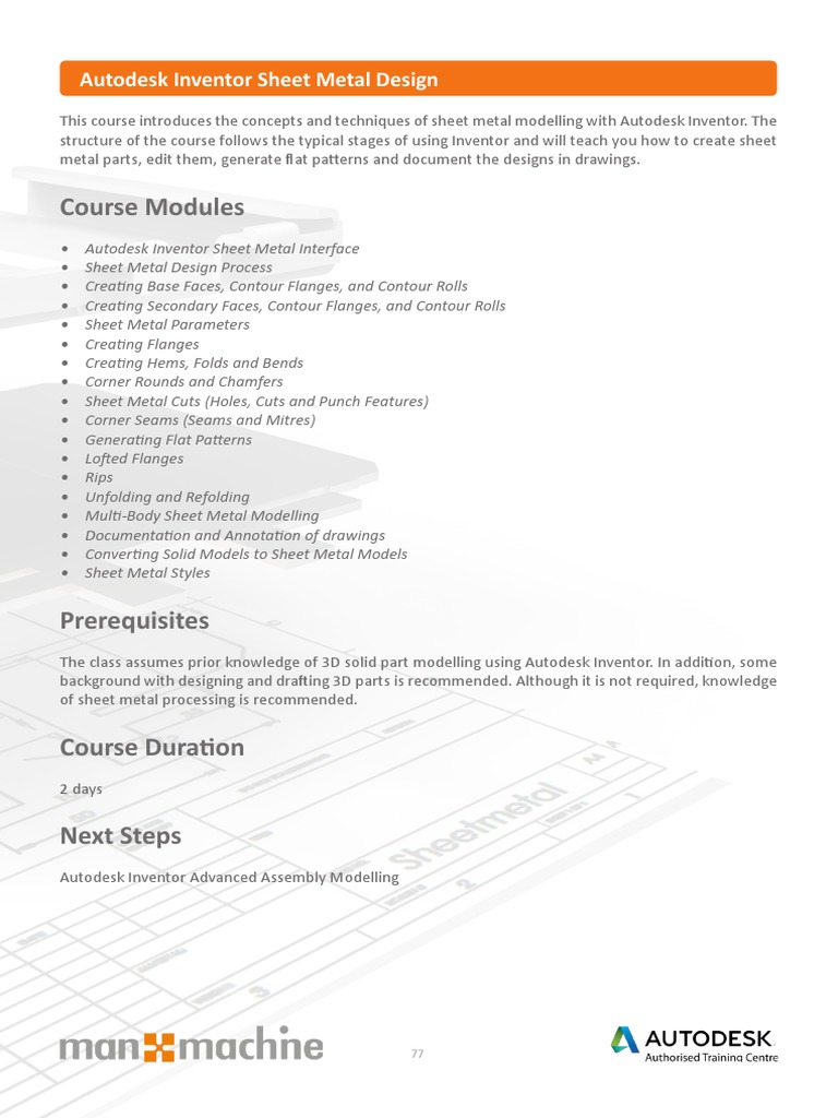 Course Modules: Autodesk Inventor Sheet Metal Design | PDF