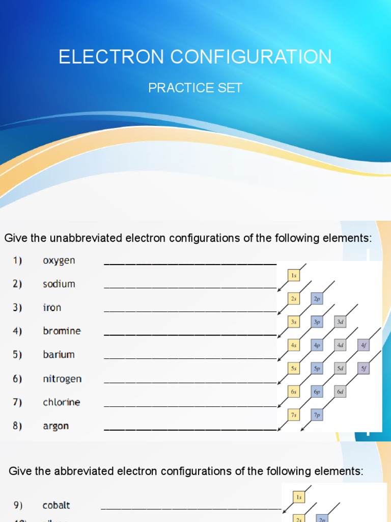 ELECTRON CONFIGURATION Exercise | PDF | Electron Configuration | Atomic ...