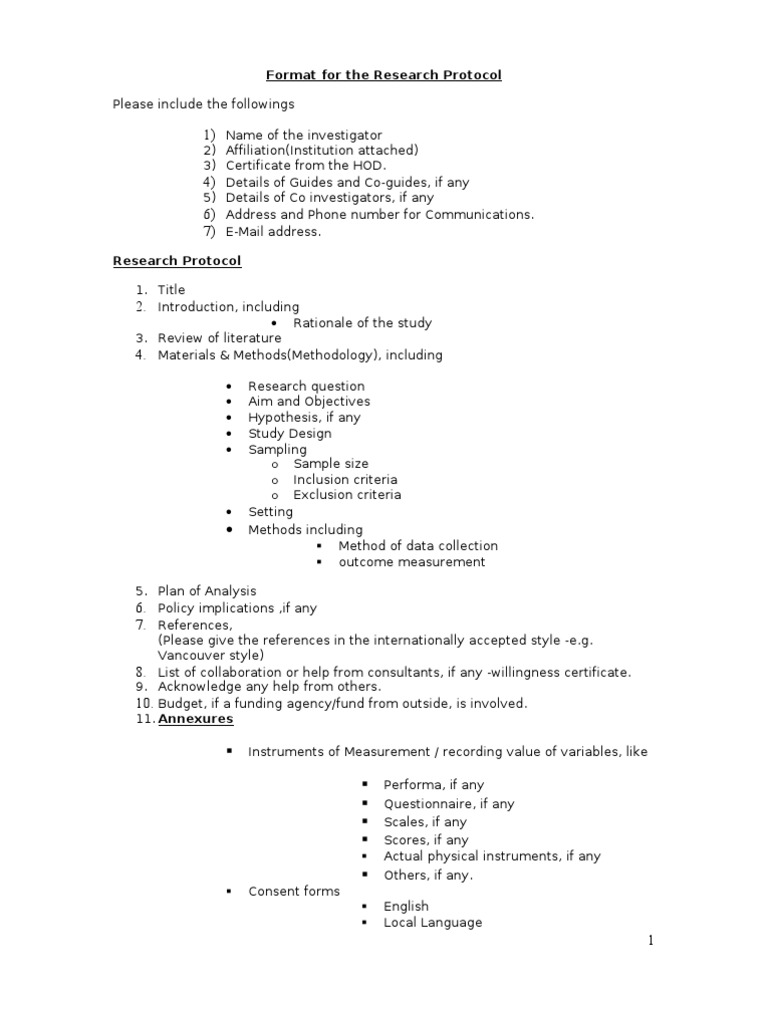 Research PROTOCOL-FORMAT | PDF