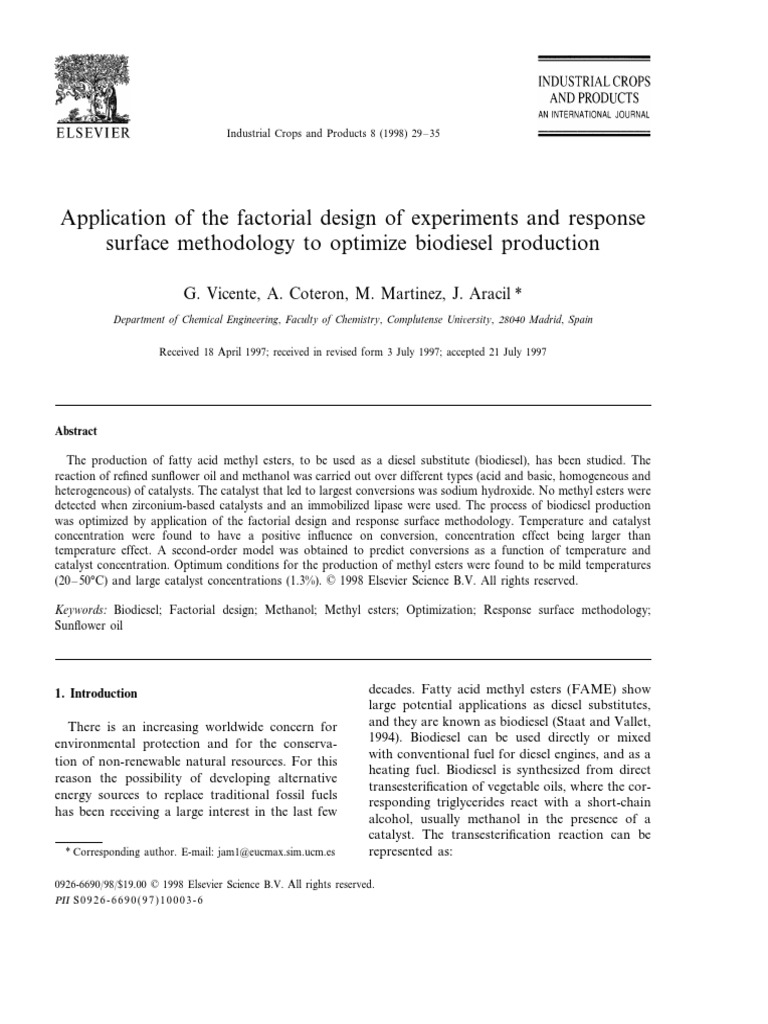 Application of The Factorial Design of Experiments and Response | PDF ...
