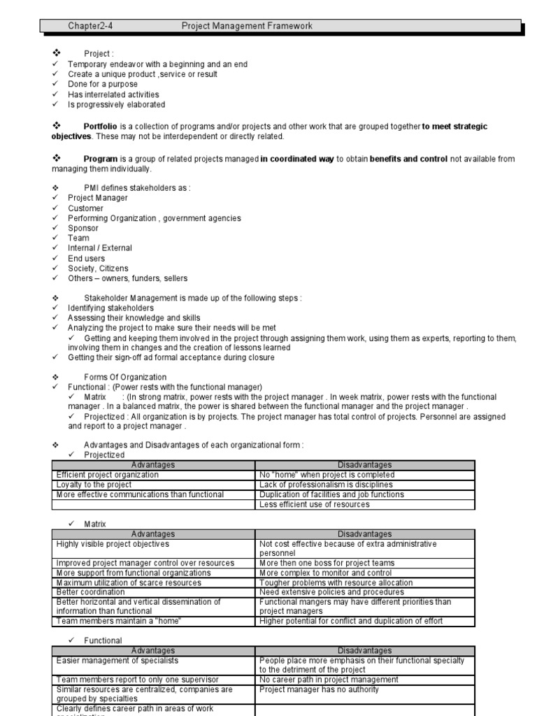 Chapter2-4 Project Management Framework | PDF | Project Management | Risk