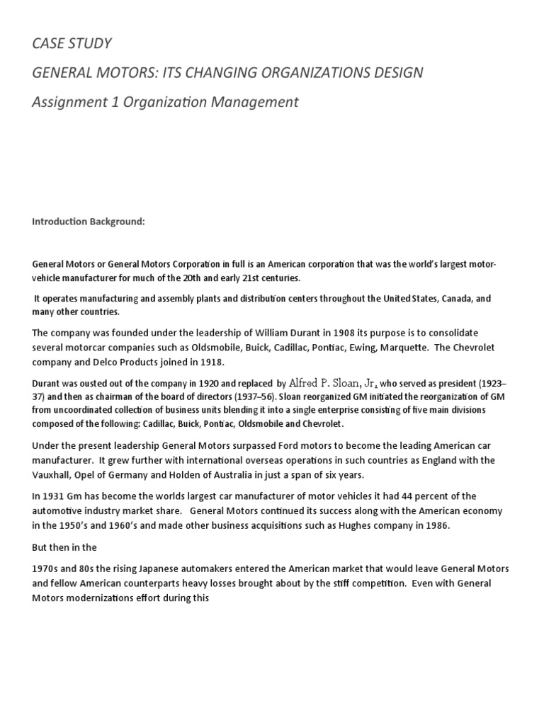 General Motors Case Study | PDF | General Motors | Car