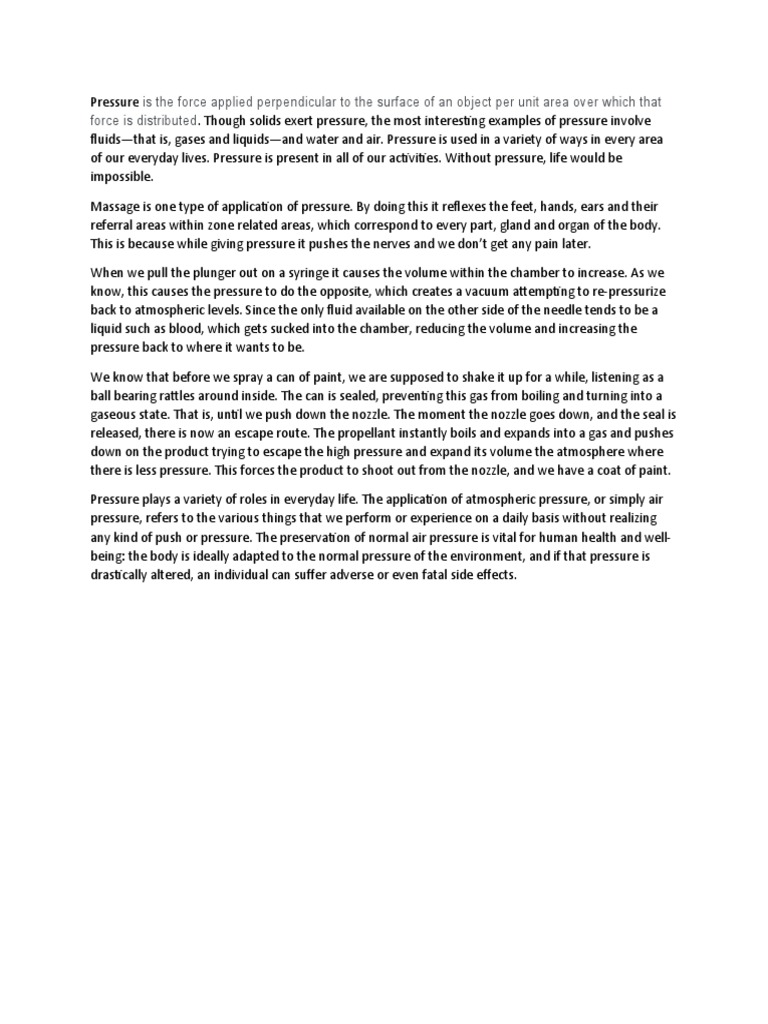 Pressure in Everyday Life | PDF