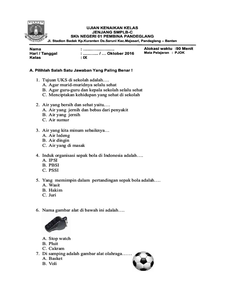 Contoh Soal PJOK | PDF