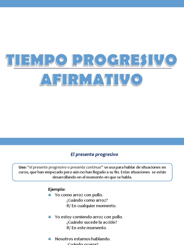 Guía del Presente Progresivo | PDF | Verbo | Morfología Lingüística