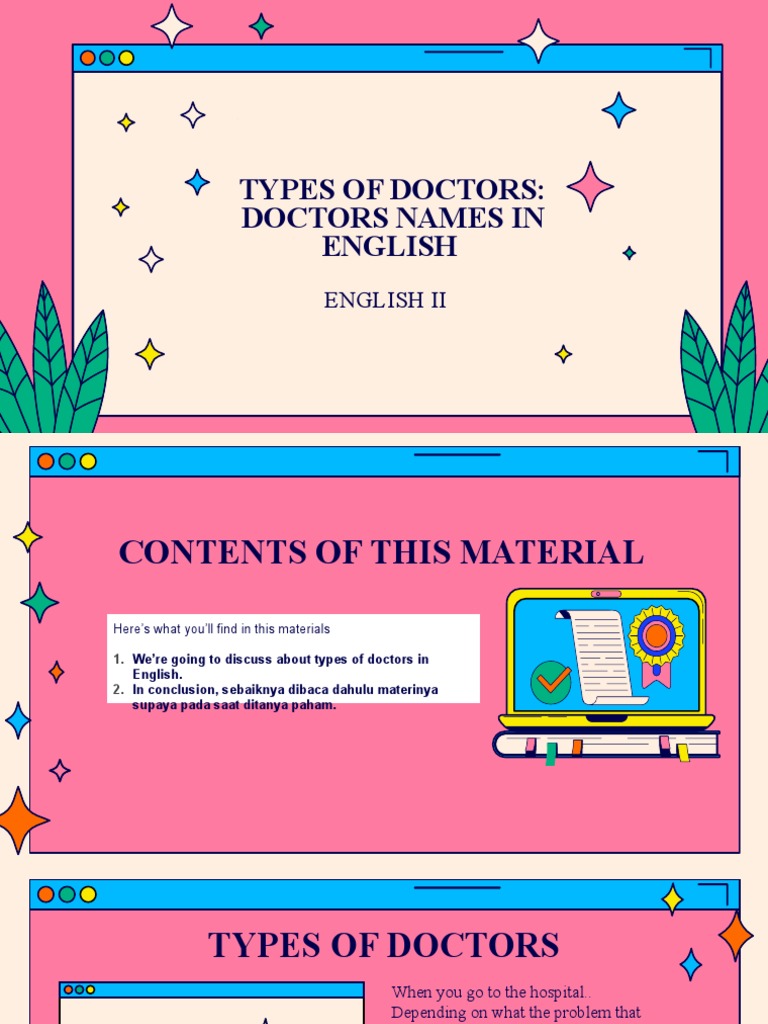 Types of Doctors: Doctors Names in English | PDF | Physician | Health Care