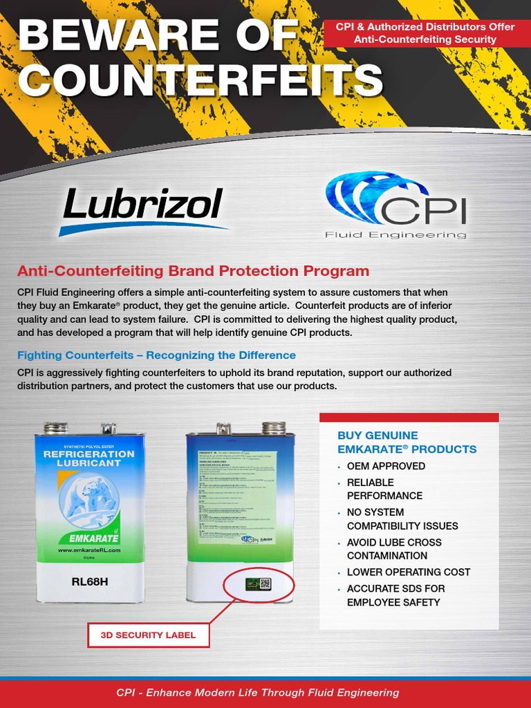 CPI - Emkarate - Anti Counterfeit Flyer - Izon Label | PDF | Counterfeit | Authentication