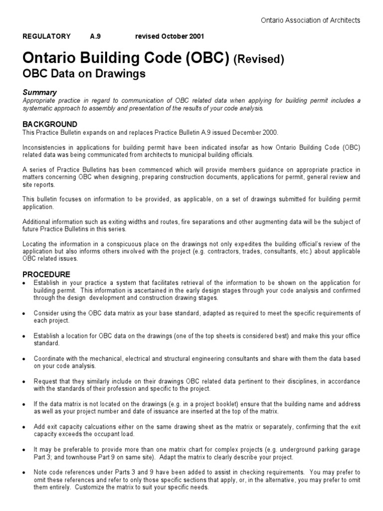 Ontario Building Code Matrix | PDF | Fire Sprinkler System | Architect