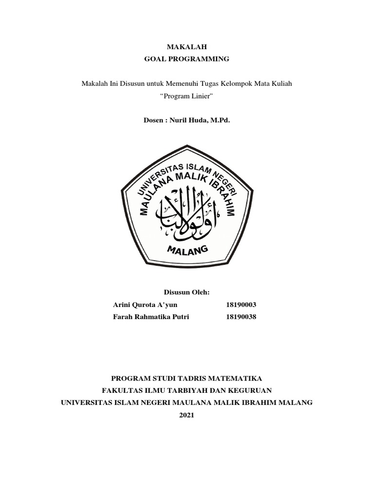 Makalah Goal Programming | PDF | Komputer