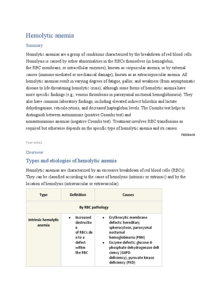 Amboss Hemolytic Anemia | PDF | Anemia | Hematology
