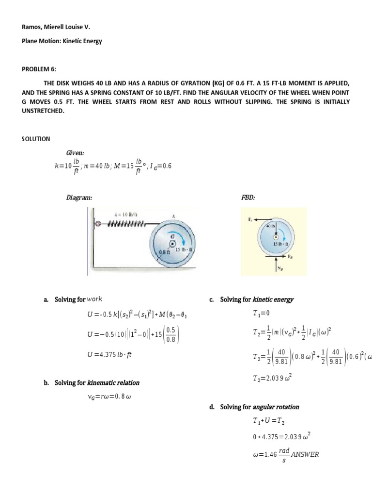 Ramos, Mierell - L12 - Plane Motion (Kinetic Energy) | PDF | Mechanics | Force