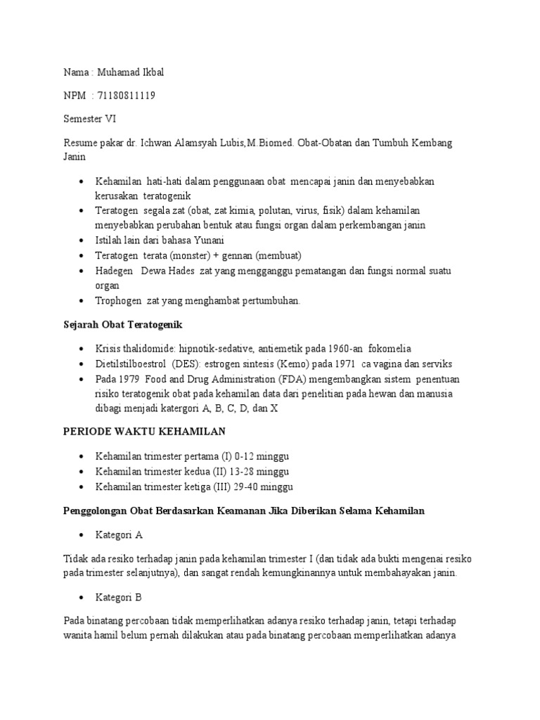 Resume Pakar Dr. Ichwan Alamsyah Lubis, M.biomed. Obat-Obatan Dan ...