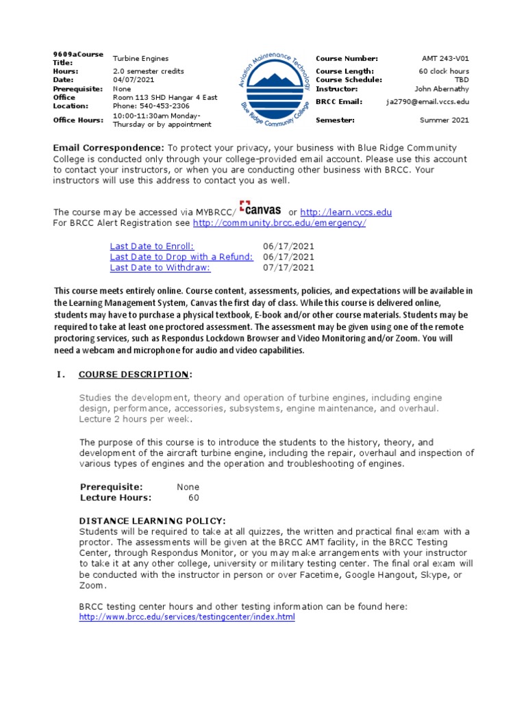 AMT243 V01CourseSyllabus221 1 | PDF | Academic Dishonesty | Test ...