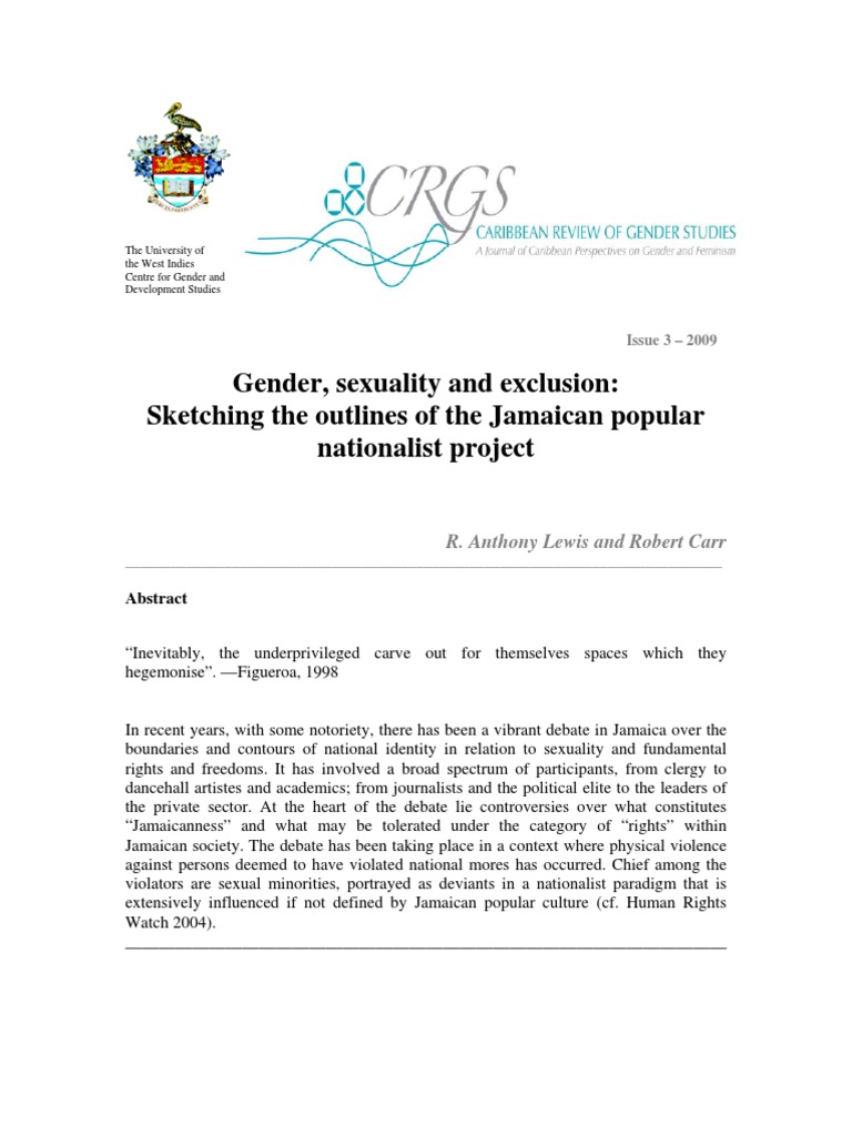 Gender, sexuality and the contours of Jamaican national identity | PDF ...