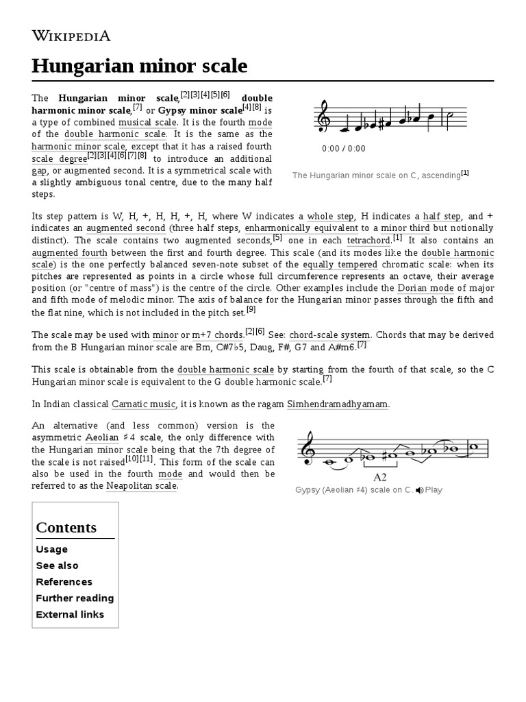Hungarian Minor Scale | PDF | Minor Scale | Pitch (Music)