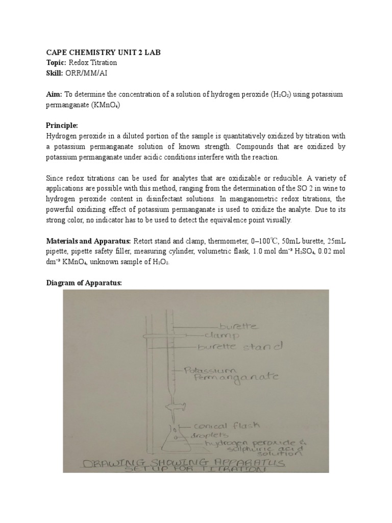 Chemistry Redox Titration Lab | PDF | Titration | Chemistry