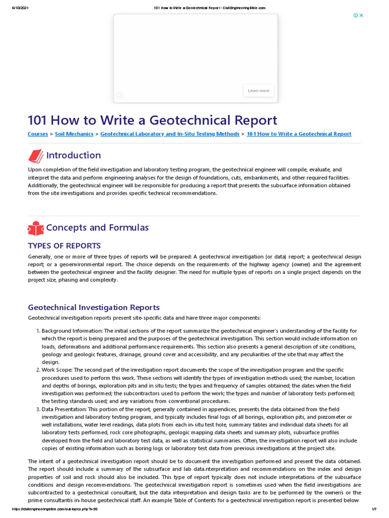 101 How To Write A Geotechnical Report: Types of Reports | PDF | Geotechnical Engineering ...