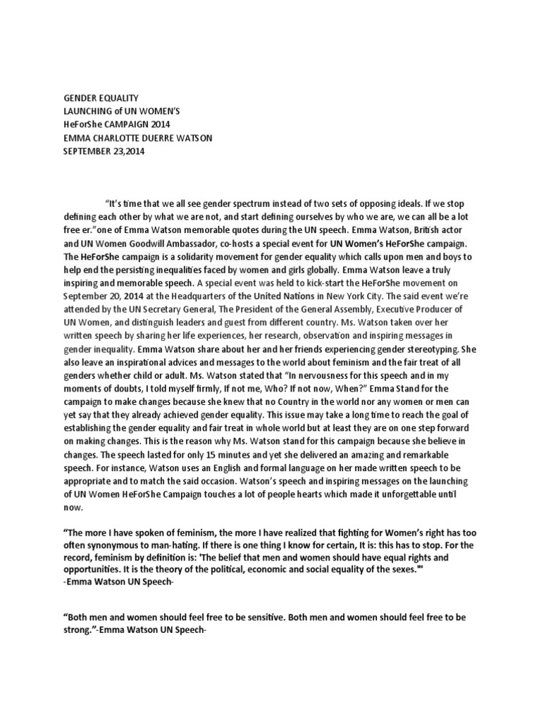 Speech Analysis123456789 | PDF | Ideologies | Gender Equality