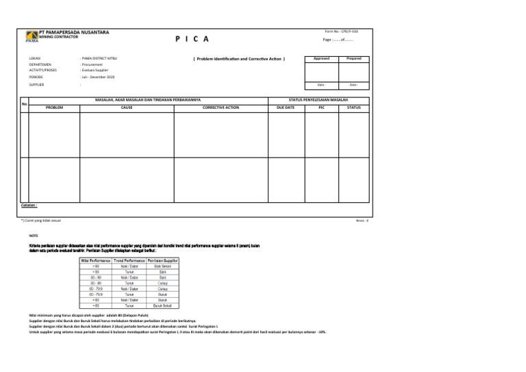 Form PICA Supplier | PDF