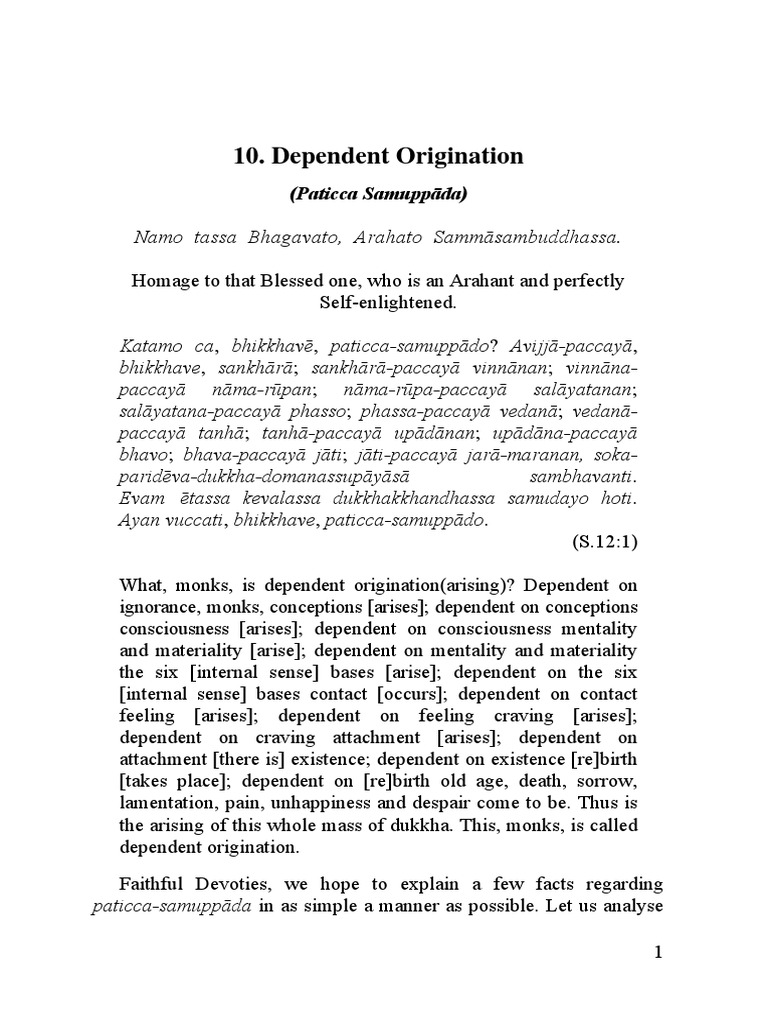 Understanding Dependent Origination | PDF | Senses | Mind
