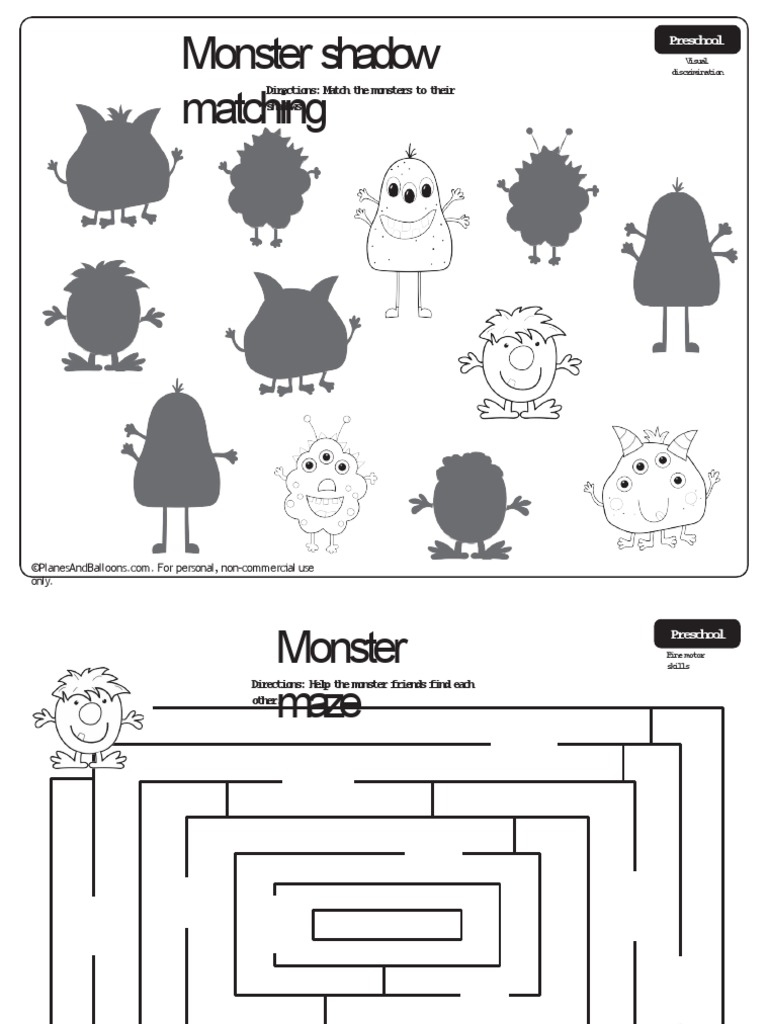 Monster Worksheets For Preschoolers | PDF | Preschool
