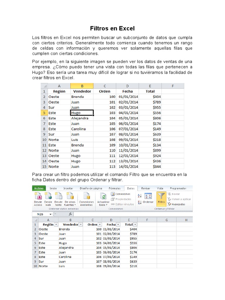 Filtros en Excel | PDF | Microsoft Excel | Función (Matemáticas)