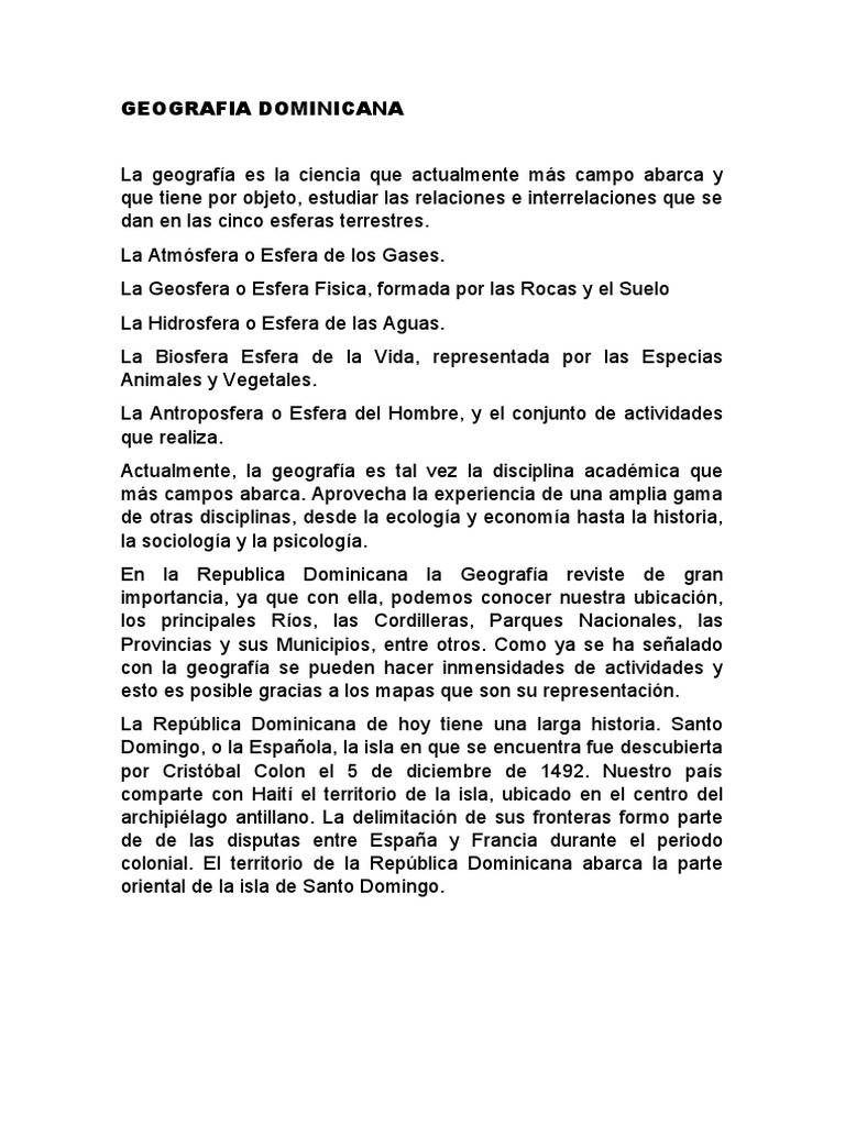 Geografía de República Dominicana | PDF | República Dominicana | Haití