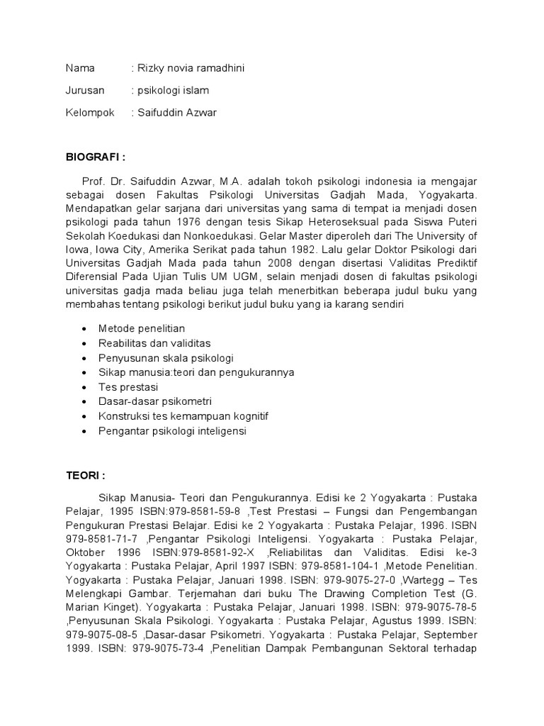 Syaifuddin Azwar | PDF