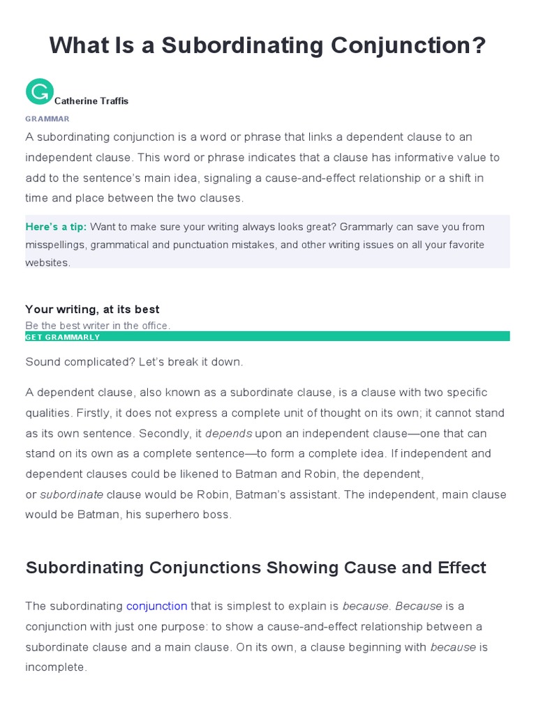 What Is A Subordinating Conjunction?: Subordinating Conjunctions ...
