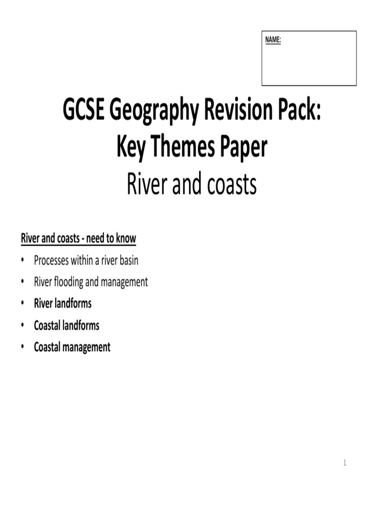 Rivers and Coasts: Key GCSE Concepts | PDF | Erosion | Flood