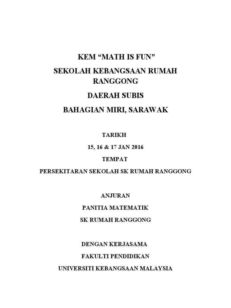 Proposal Kem Math Is Fun | PDF | Karier & Perkembangan