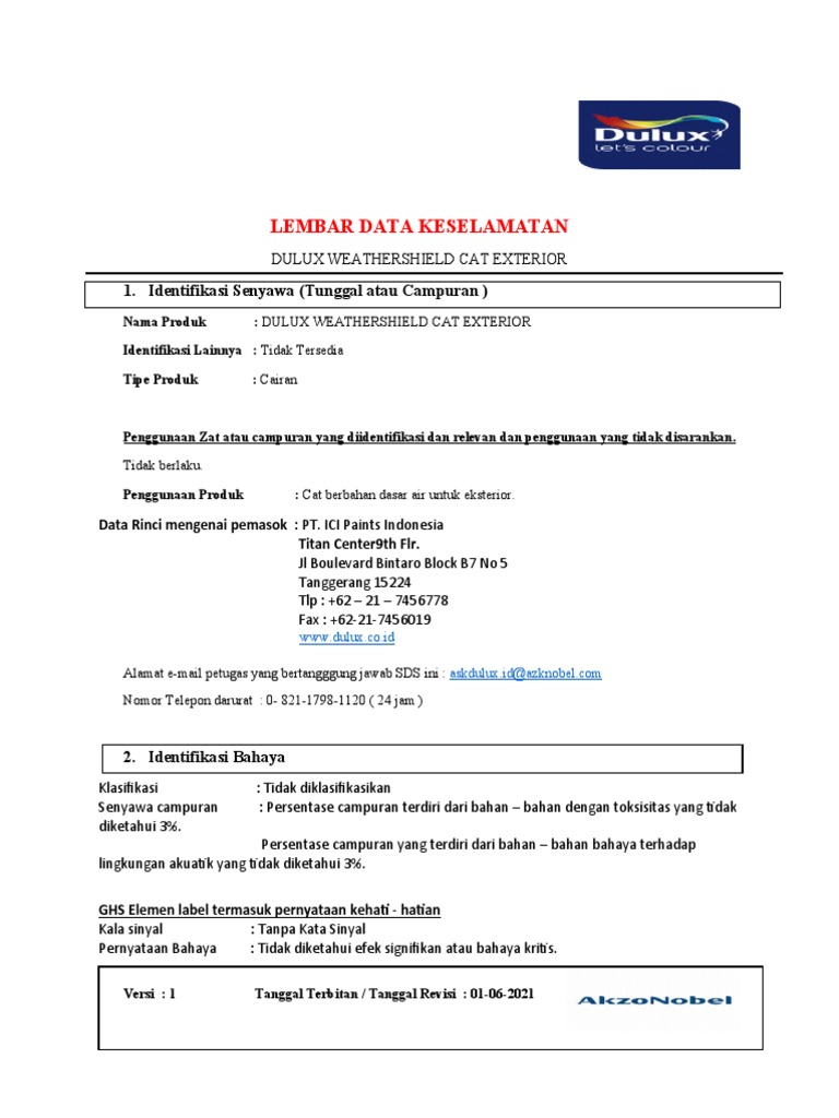Lembar Data Keselamatan Msds | PDF