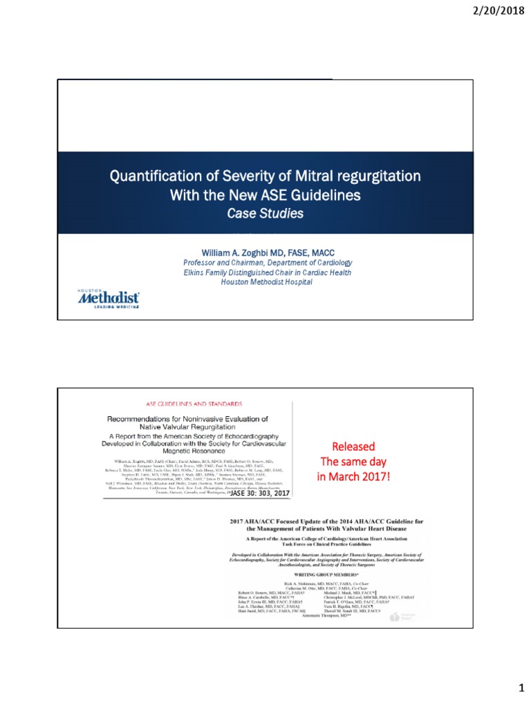 ASE Guidelines for Mitral Regurgitation | PDF | Circulatory System ...