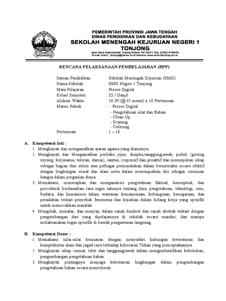 RPP Proses Digital 1-18 | PDF | Karier & Perkembangan | Komputer