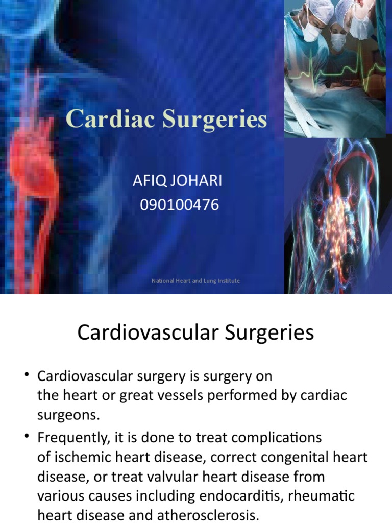Cardiac Surgeries PPT Final | PDF | Coronary Artery Bypass Surgery ...