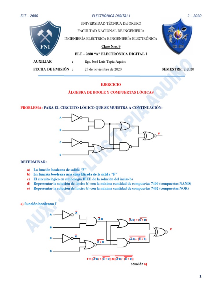 Compuertas Lógicas y Álgebra de Boole | Descargar gratis PDF | Álgebra de Boole | Enseñanza de ...
