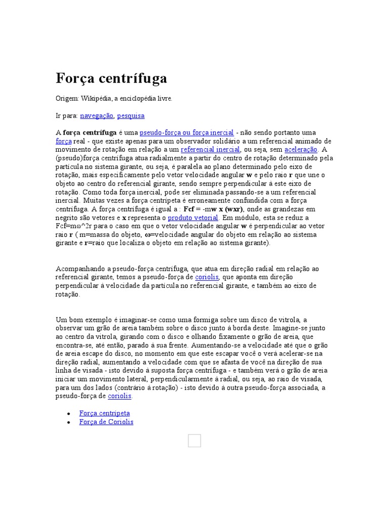 Força Centrífuga | PDF | Força | Gravidade