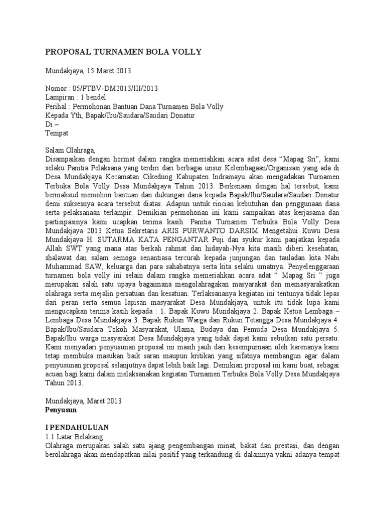 Proposal Turnamen Bola Volly | PDF