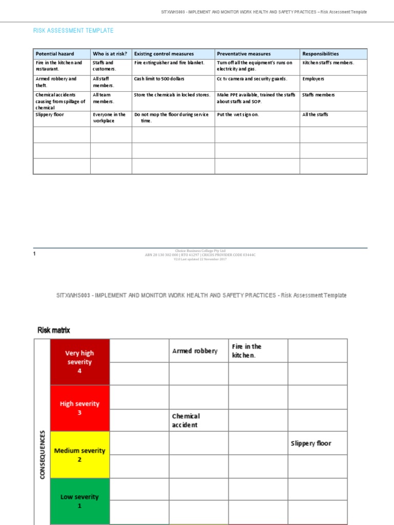 Assessment A - Risk Assessment Template | PDF | Risk Assessment | Risk