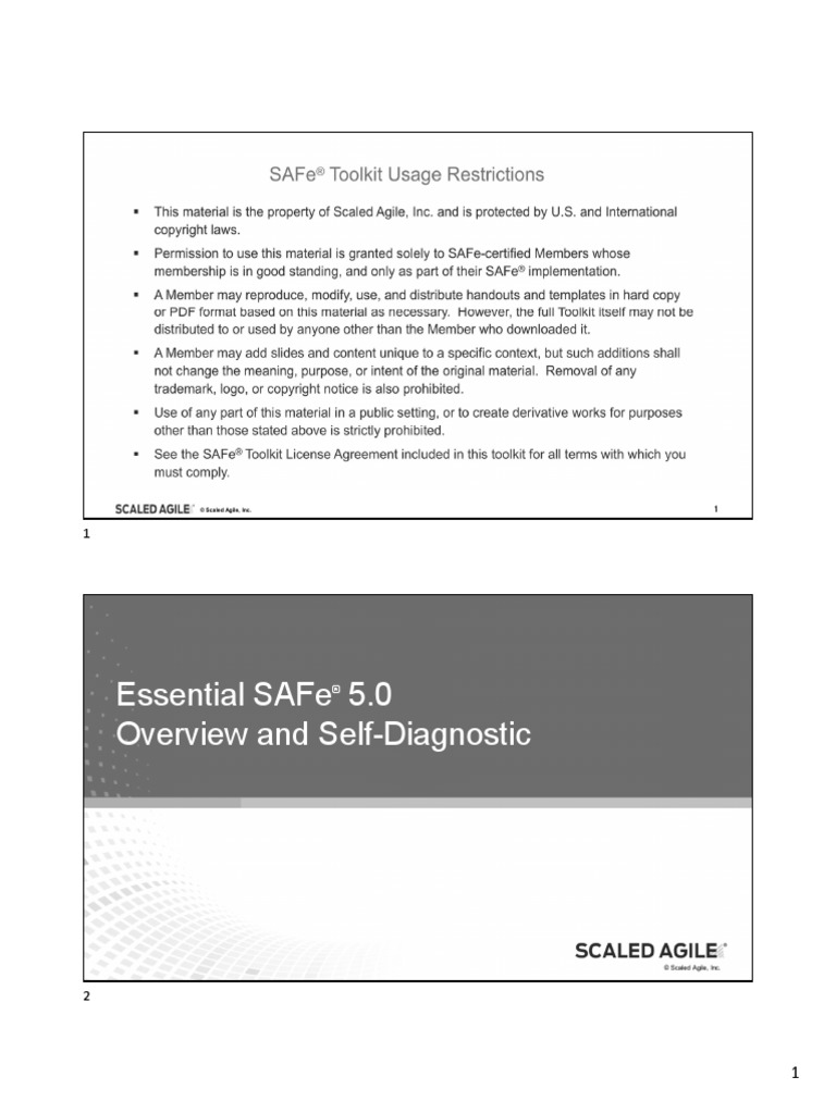 Essential Safe 5.0 Overview and Self-Diagnostic: © Scaled Agile, Inc ...