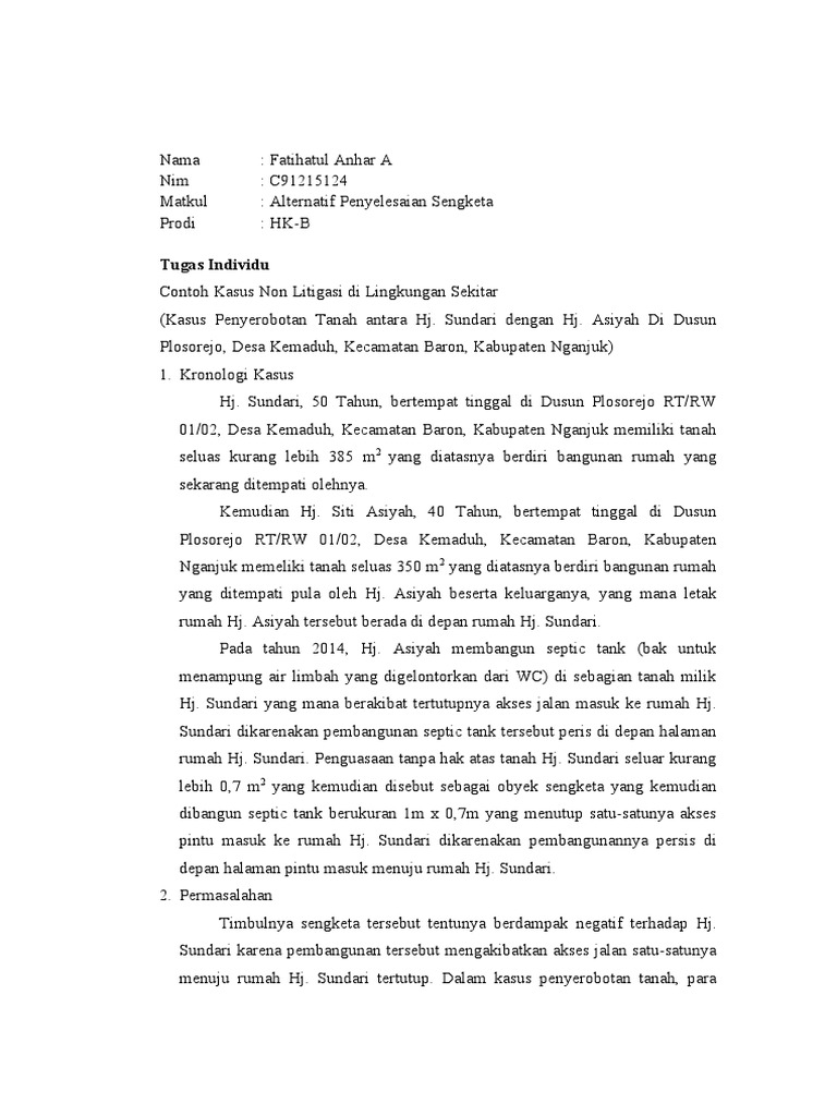 Contoh Kasus Mediasi | PDF