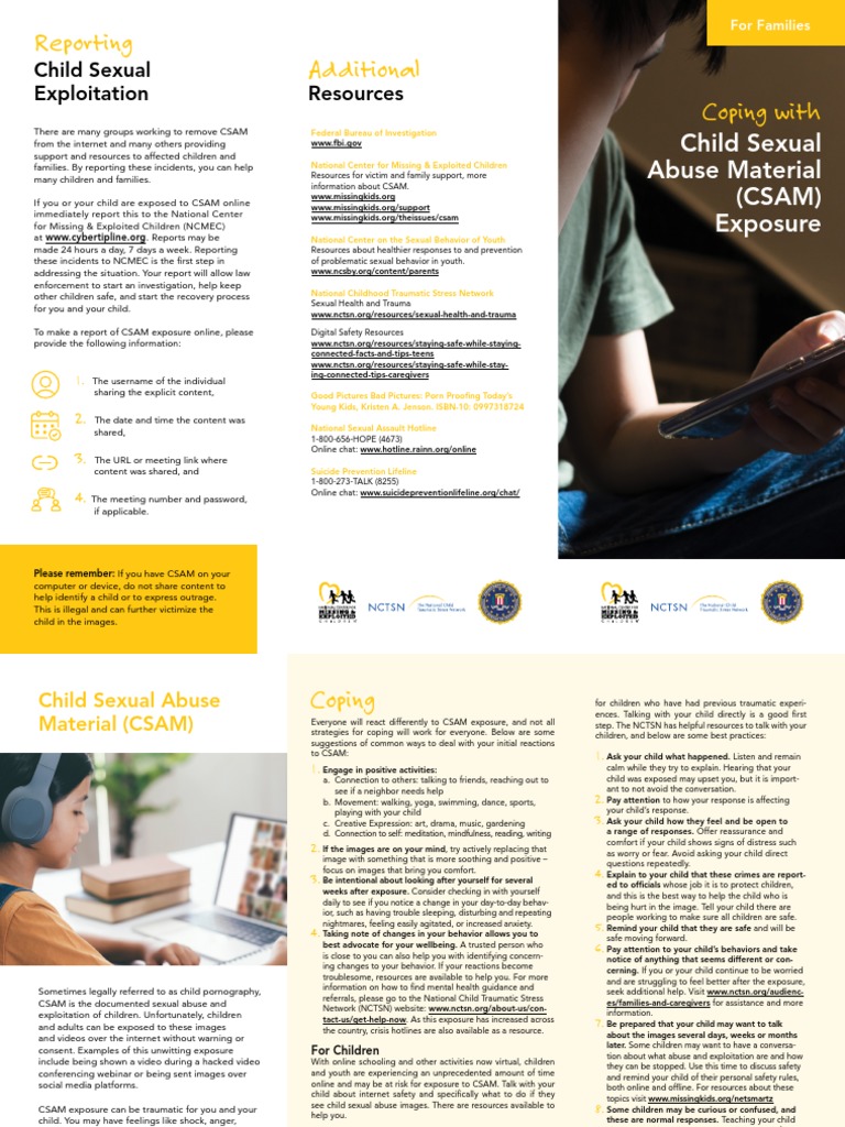 Additional Reporting: Child Sexual Abuse Material (CSAM) Exposure | PDF ...